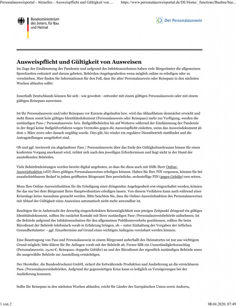 Ausweispflicht und Gültigkeit von Ausweisen | Samtgemeinde Lathen