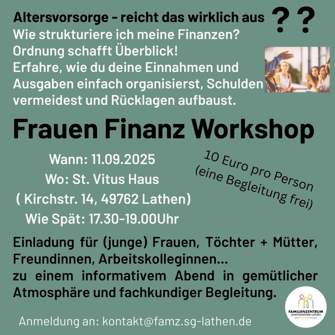 Frauen Finanz Workshop am 11.09.2025 | Samtgemeinde Lathen